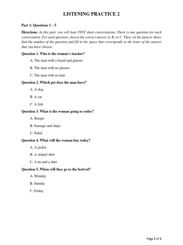 Listening Practice 2 | PDF | Sports & Recreation | Language Arts ...