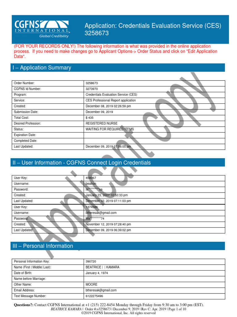 Application Summary 2 | PDF | National Council Licensure Examination | Nursing