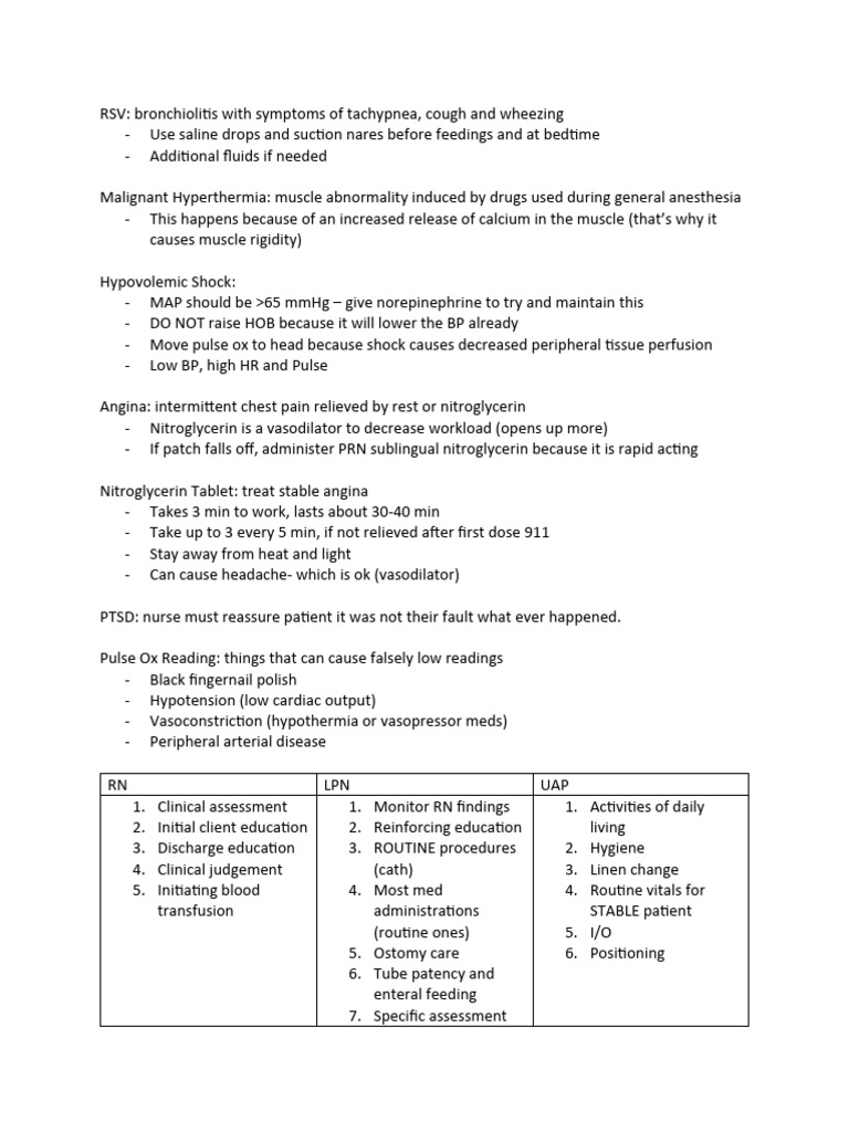 RSV | PDF | Blood Type | Shock (Circulatory)