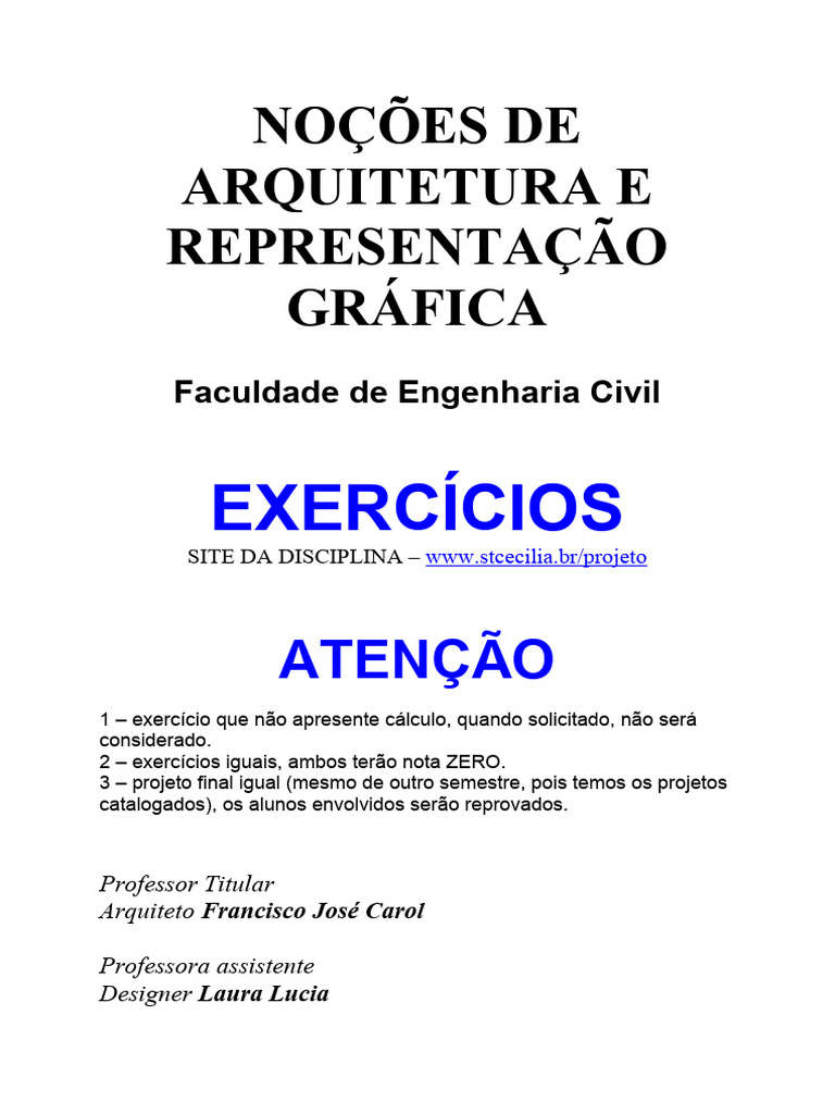 Exercicios - Projeto Arquitetonico | PDF | Projeto arquitetônico | Arquitetura