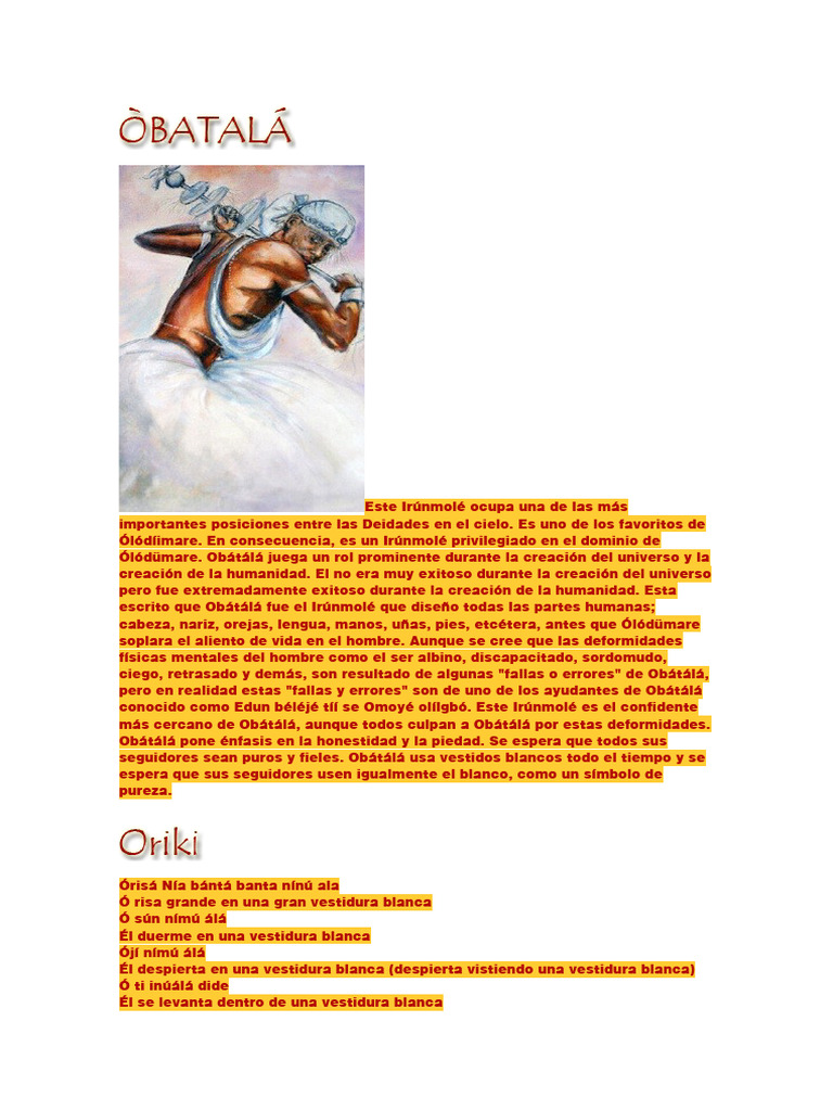 Este Irúnmolé Ocupa Una de Las Más Importantes Posiciones Entre Las ...