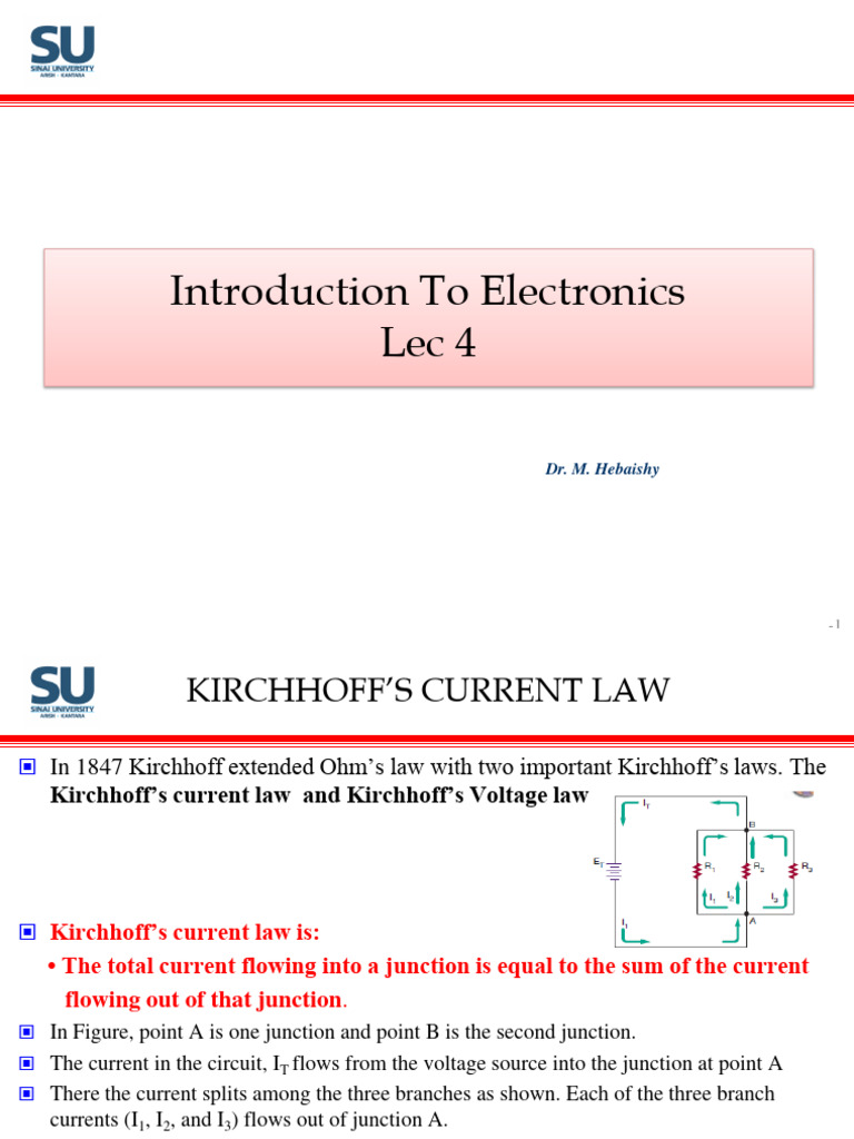 Lec 4 BE | PDF | Resistor | Series And Parallel Circuits