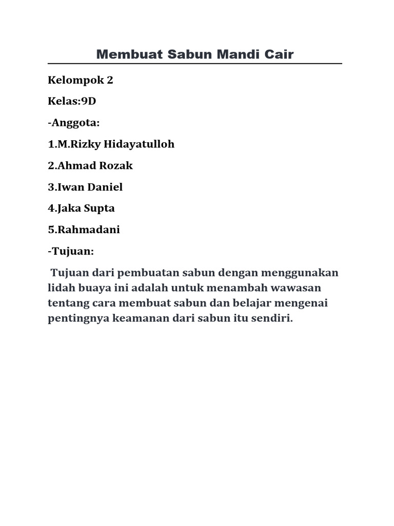 Membuat Sabun Mandi (Kerkom B.Indo) | PDF | Kesehatan Holistik