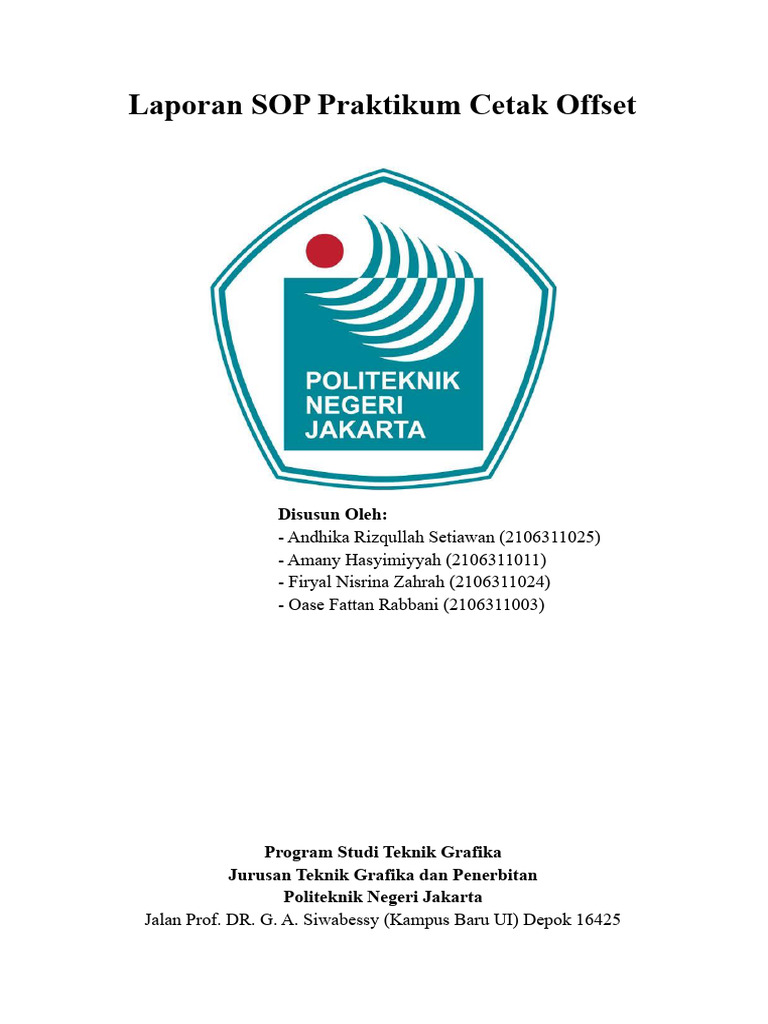 Laporan SOP Praktikum Cetak Offset | PDF