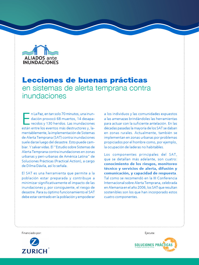 Lecciones de Buenas Prácticas: en Sistemas de Alerta Temprana Contra Inundaciones | PDF ...