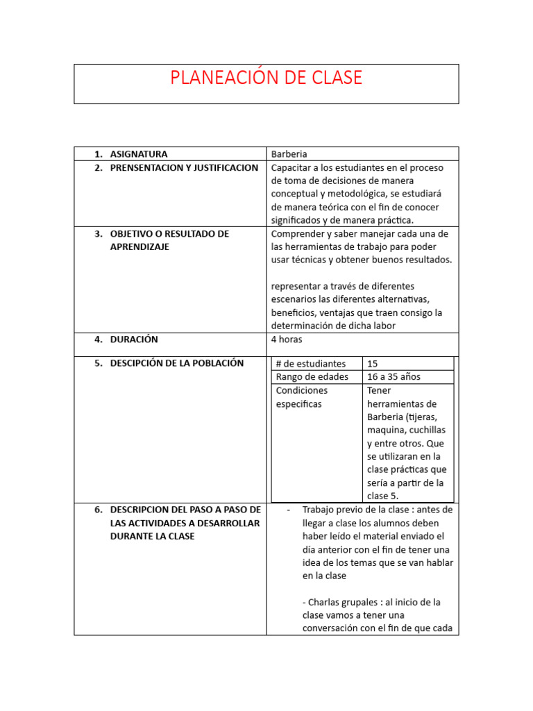 Planeación de Clase | PDF | Aprendizaje | Cognición