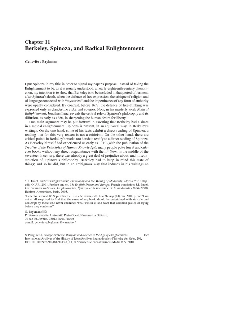 Berkeley's Equivocal Reading of Spinoza | PDF | Baruch Spinoza | Idea