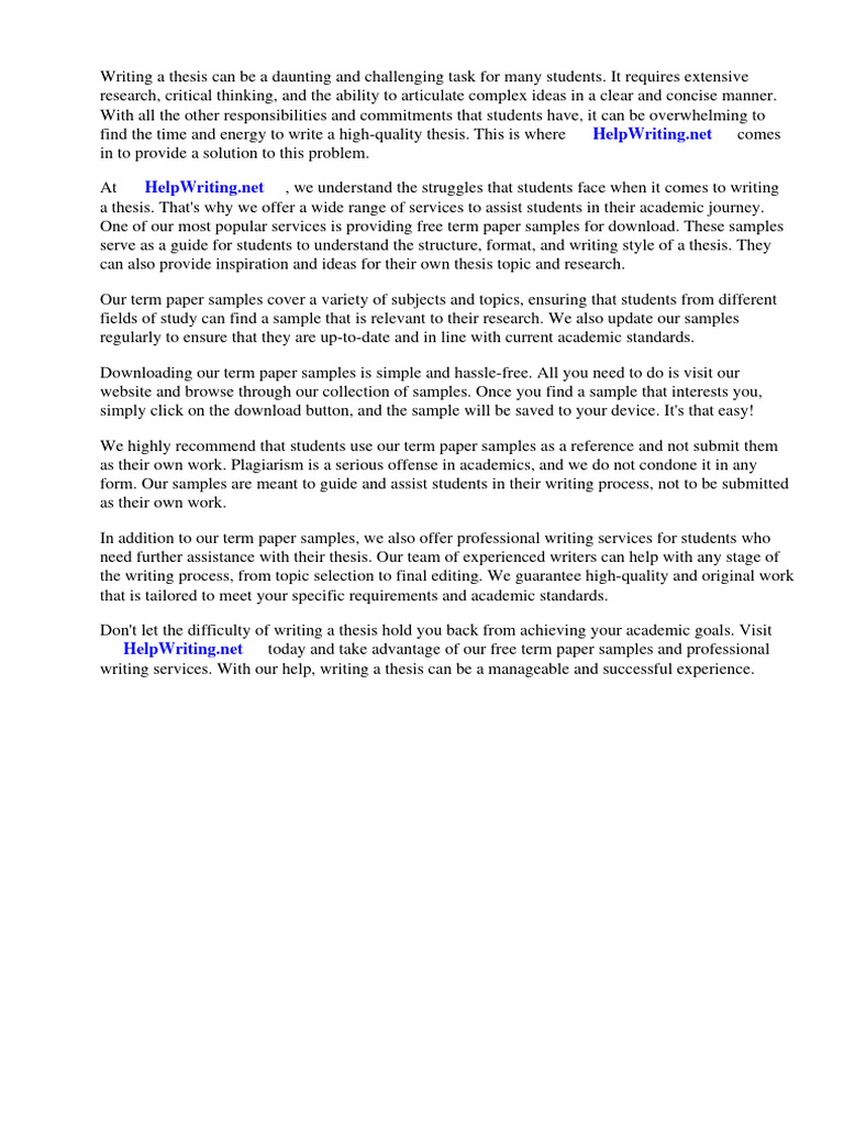 Term Paper Sample | PDF | Thesis | Essays