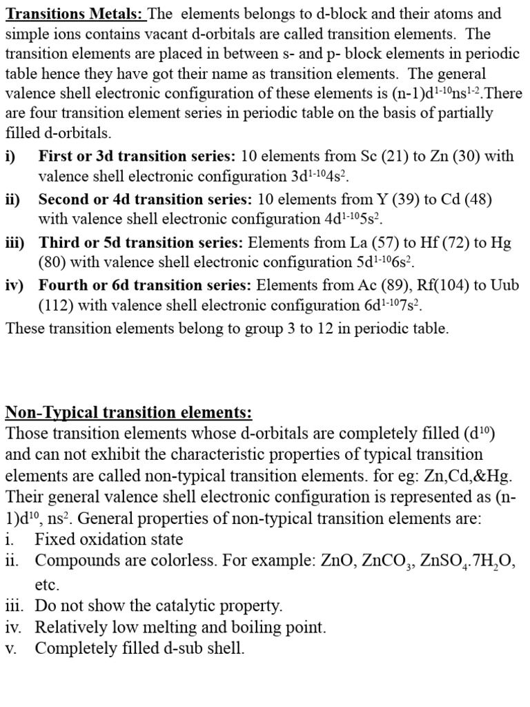 Transition Metals | PDF | Transition Metals | Coordination Complex