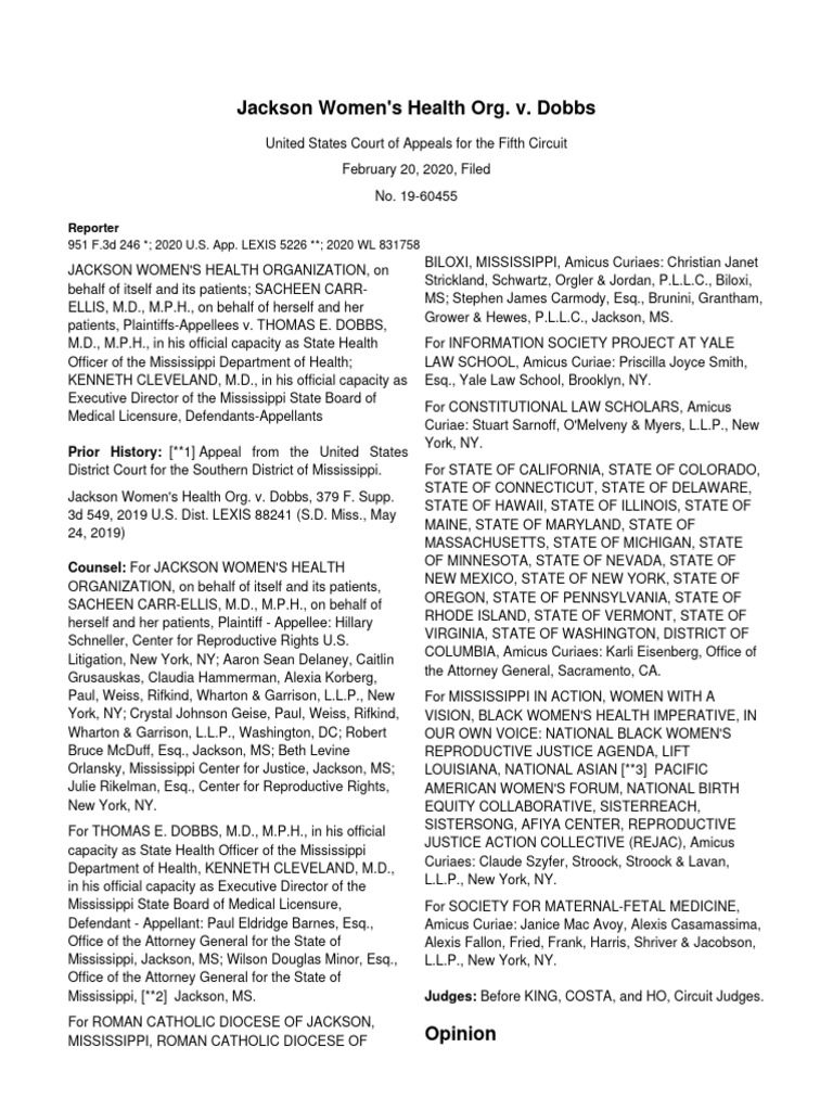 Jackson Women's Health v. Dobbs Ruling | PDF | Abortion In The United ...