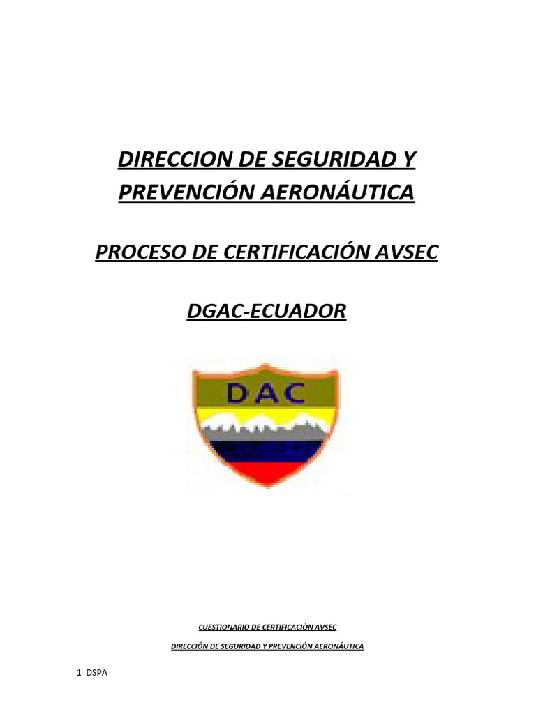 Certificación AVSEC DGAC Ecuador | PDF | Aeropuerto | Aviación