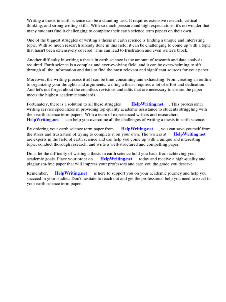 Earth Science Term Paper | PDF | Oceans | Earth