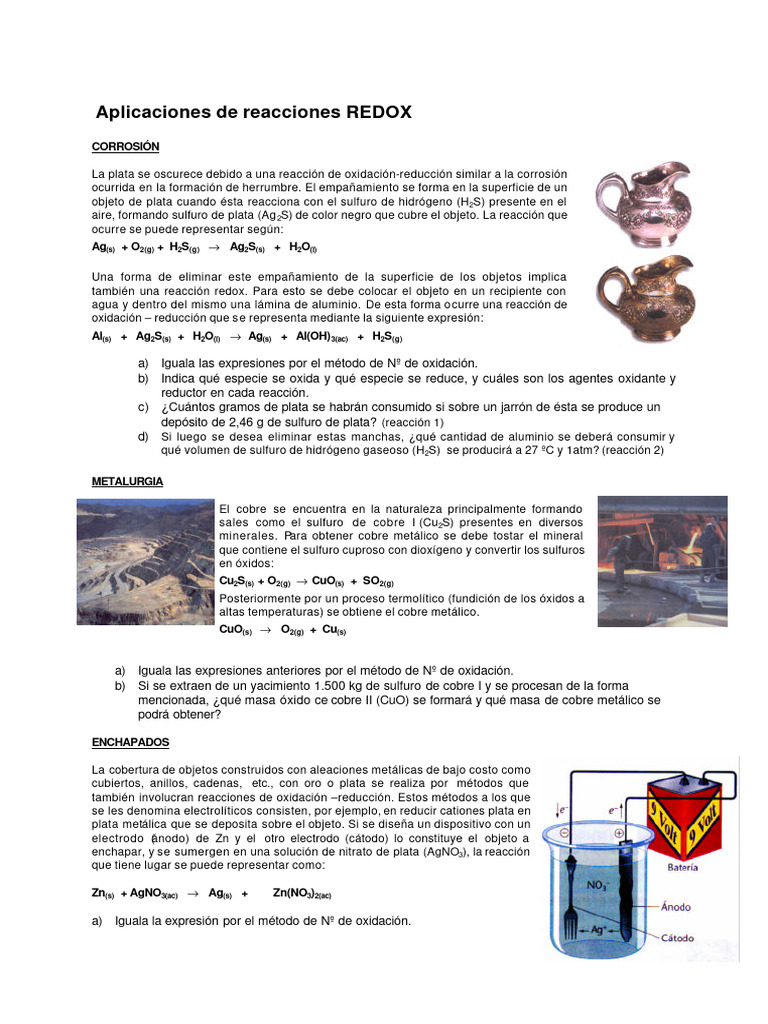 Aplicaciones de Reacciones Redox | PDF | Electrodo | Cobre