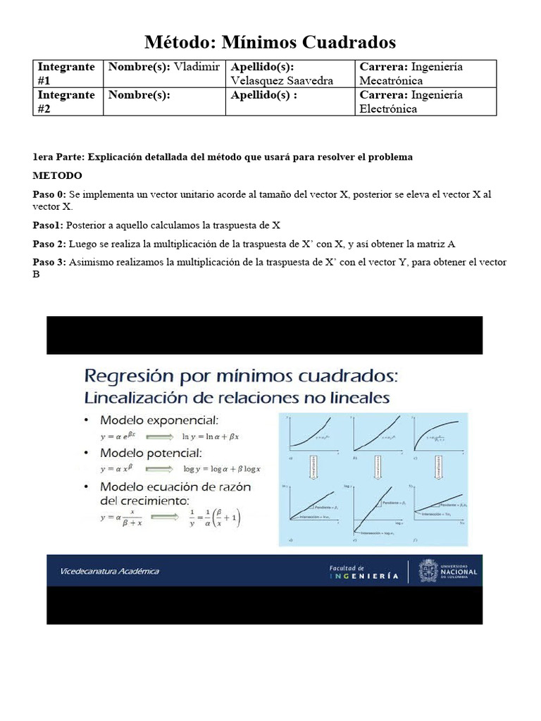 Método de Mínimos Cuadrados en Matlab | PDF | Matemáticas Aplicadas ...