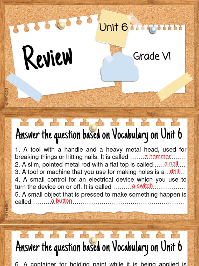 Grade 6 - Review Unit 6 | PDF | Tools | Metalworking