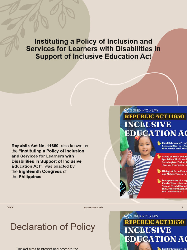 Instituting A Policy of Inclusion and Services For Learners With ...