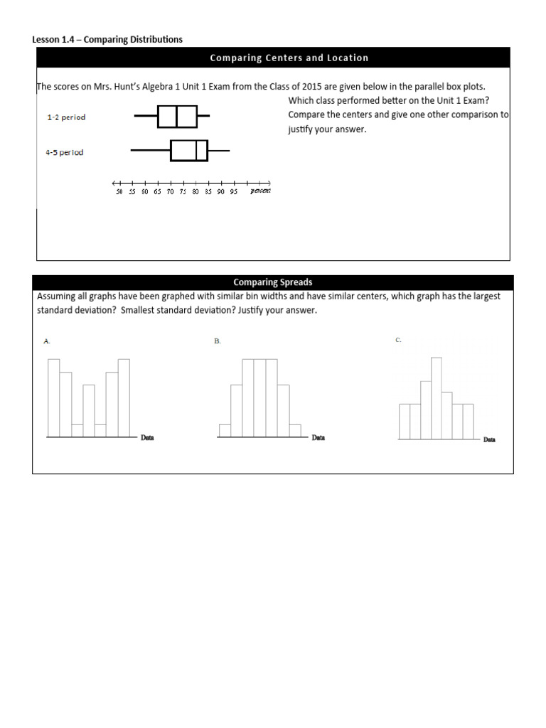 Lesson 1.4 - Comparing Distributions | PDF | Histogram | Applied ...