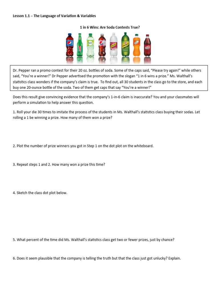 Lesson 1.1 - The Language of Variation & Variables | PDF | Categorical ...