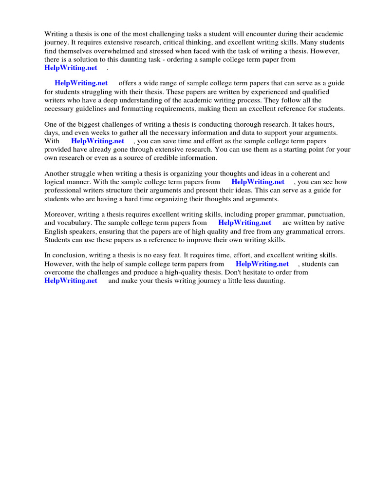 Sample College Term Papers | PDF | Academic Publishing | Thought