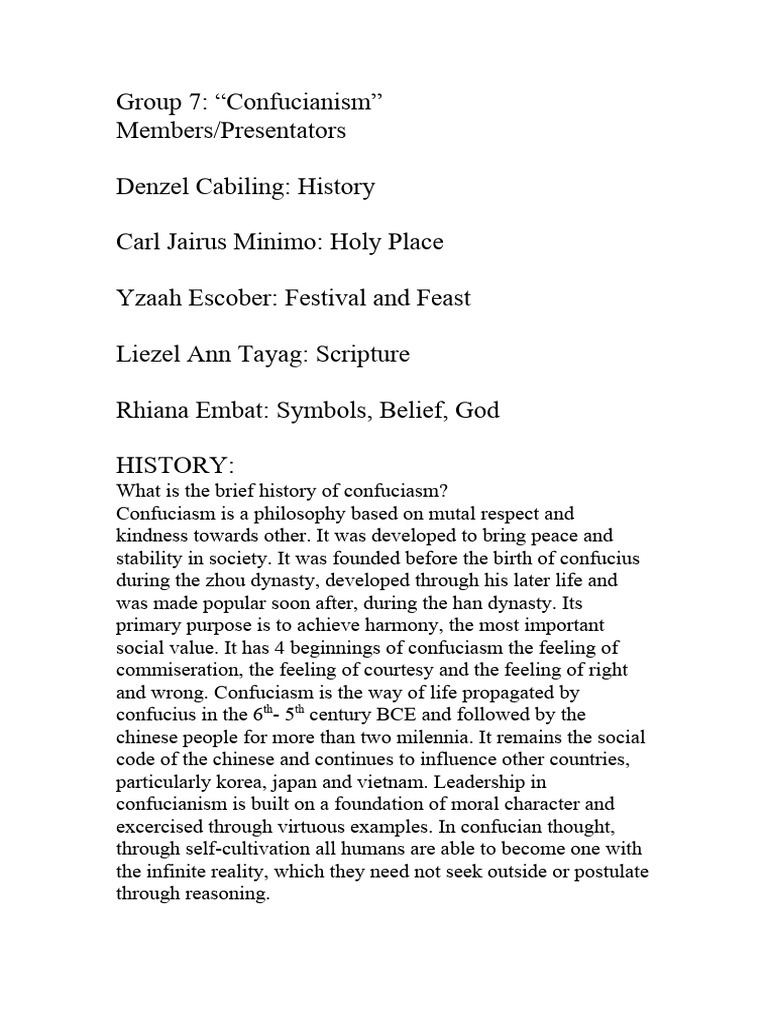 Overview of Confucianism and Its Traditions | PDF | Confucianism ...