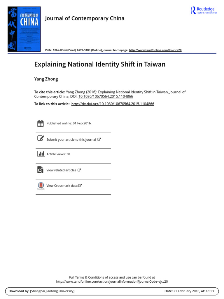 Explaining National Identity Shift in Taiwan | PDF | Taiwan | Identity ...