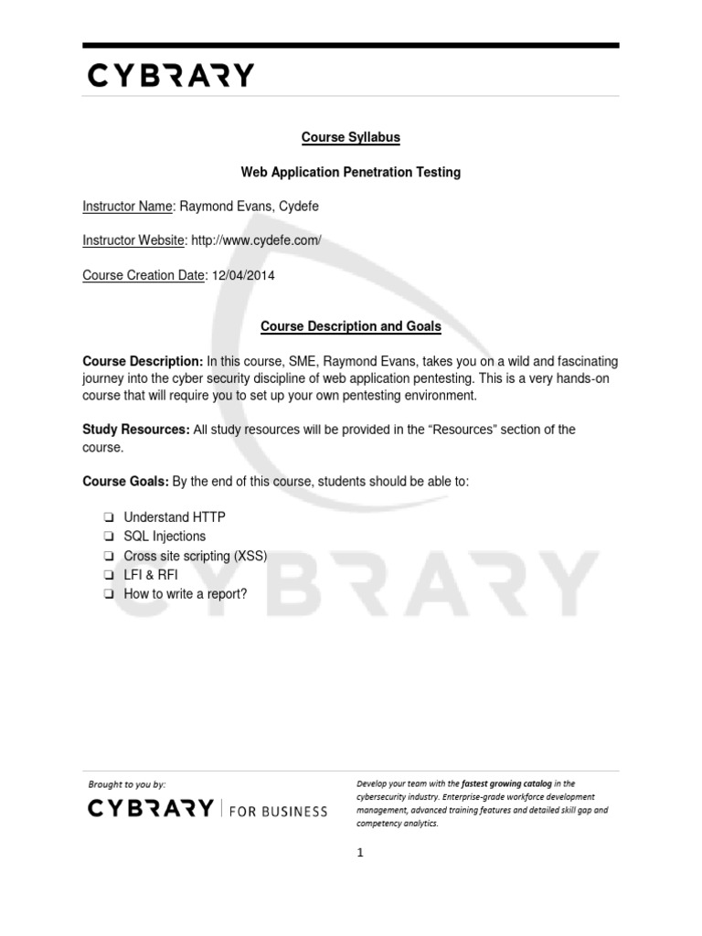 Web App Penetration Testing Course | PDF | Penetration Test | Security ...