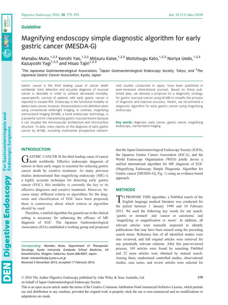 Magnifying Endoscopy Simple Diagnostic Algorithm For Earlygastric ...