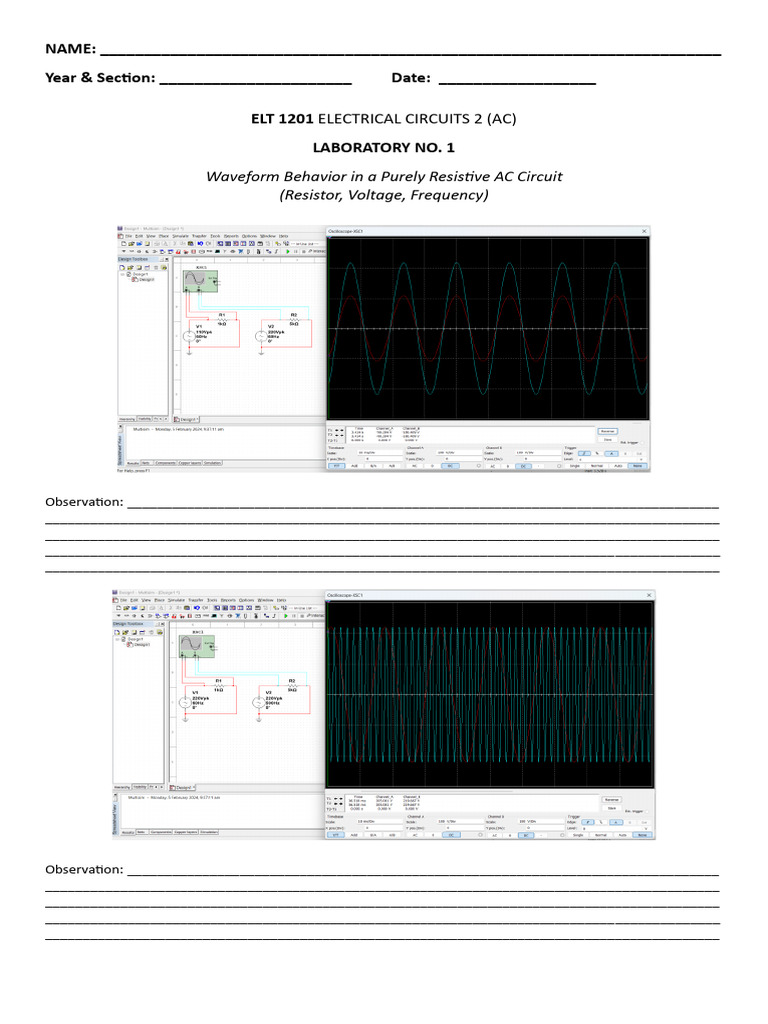 LAB-1 | PDF | Electrical Network | Alternating Current
