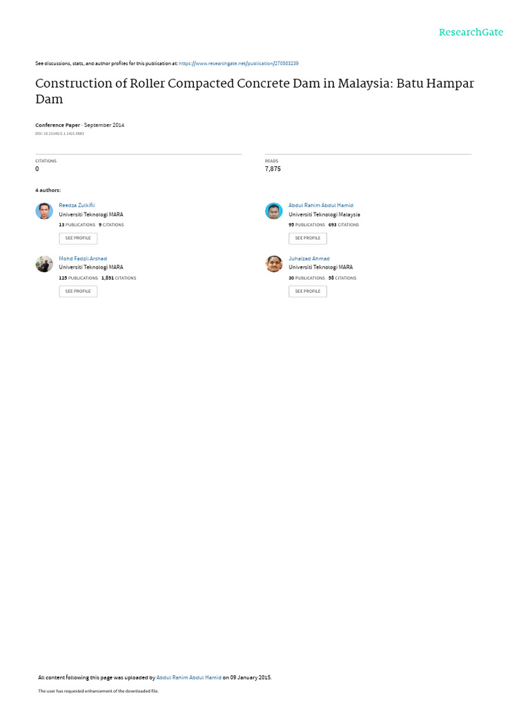 RCC Dam Construction in Malaysia | PDF | Concrete | Dam