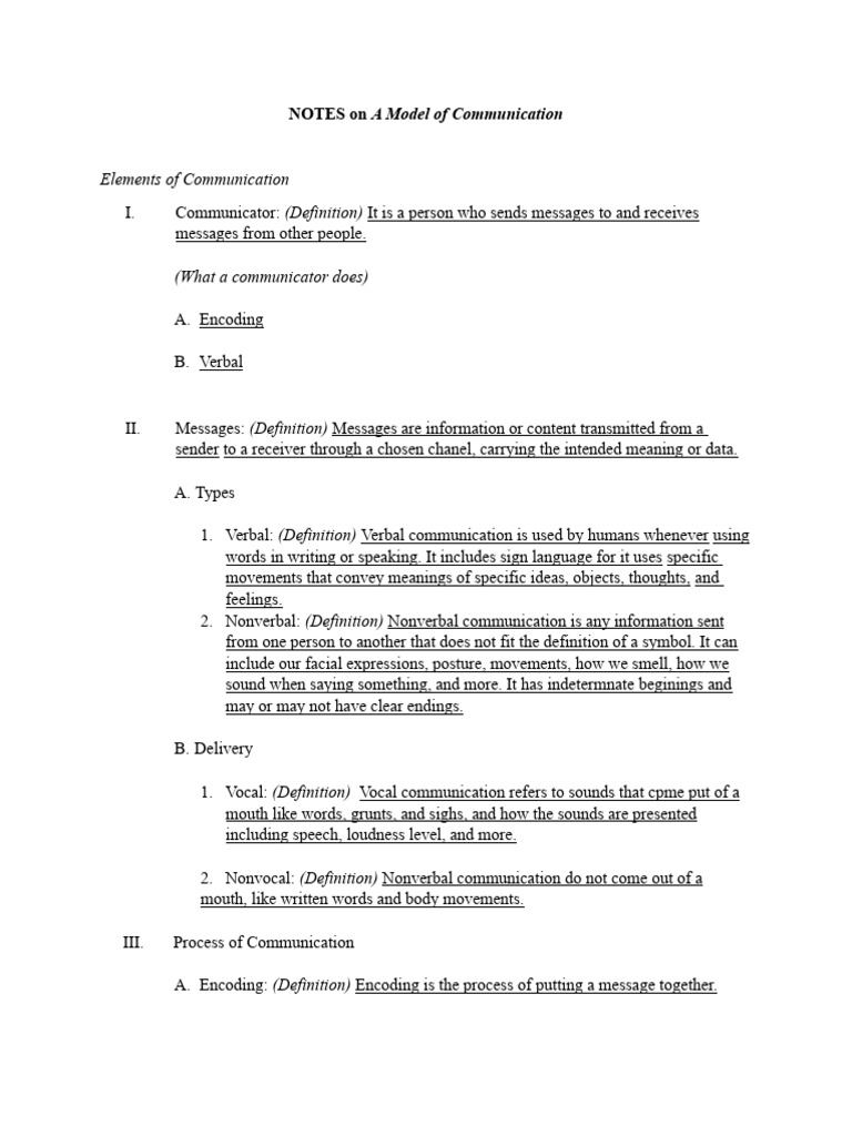 Model of Communication | PDF | Communication | Nonverbal Communication