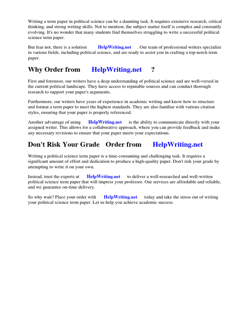 Political Science Term Paper Examples | PDF | Science | Political Science