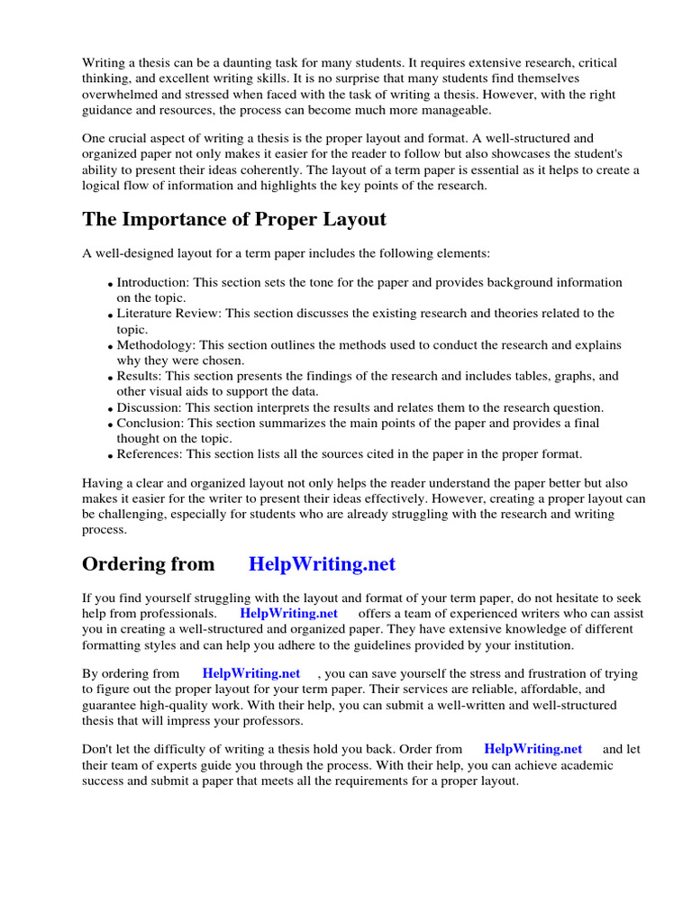 Proper Layout For Term Paper | PDF | Paragraph | Written Communication