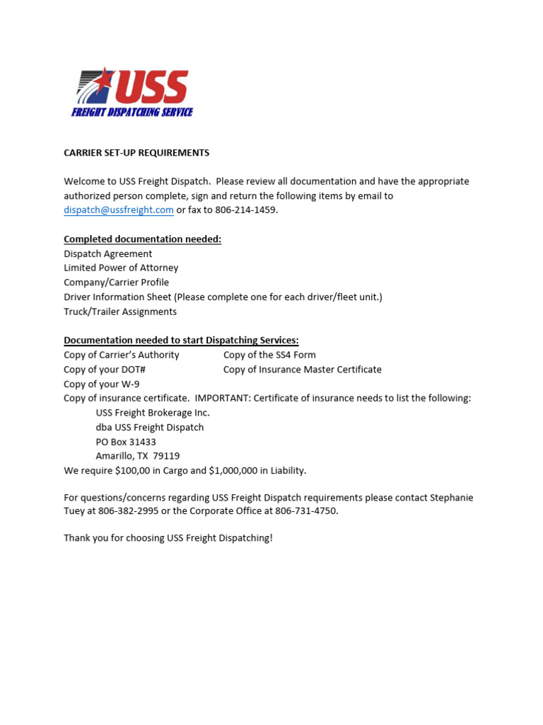 Dispatching Stardard Carrier Packet | PDF | Cargo | Factoring (Finance)