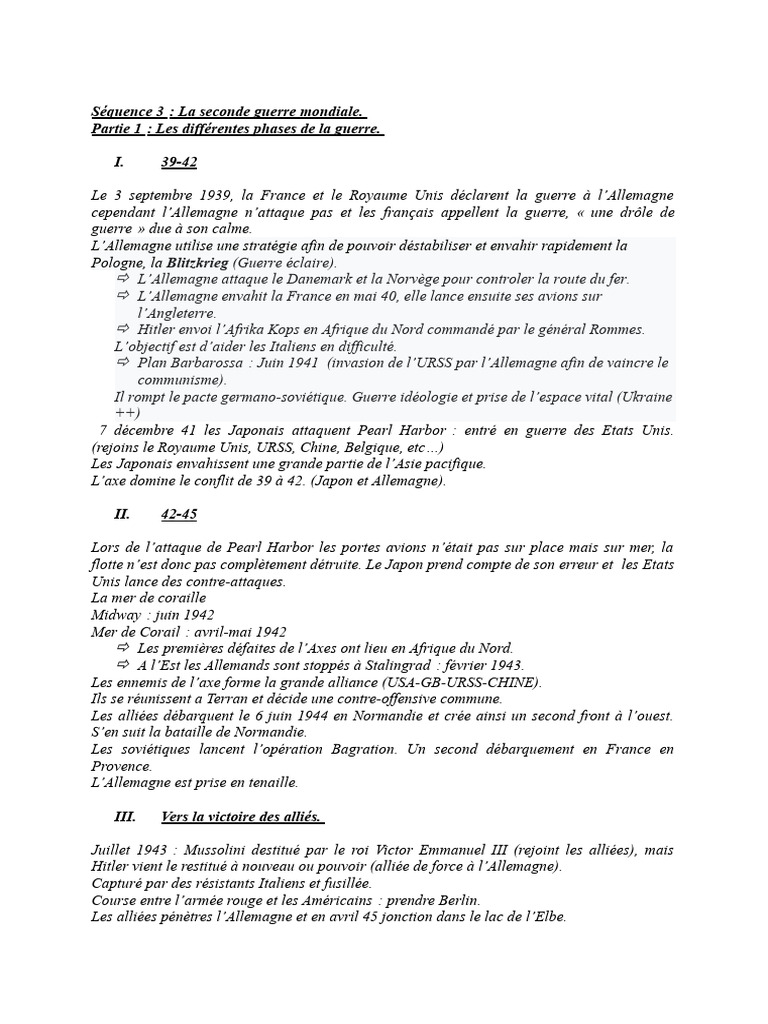 La Seconde Guerre Mondiale 1939-1945 | PDF | France de Vichy ...