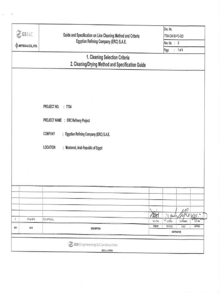 7T04-CM-00-PC-023 Guide and Specification On Line Cleaning Method and Criteria | PDF