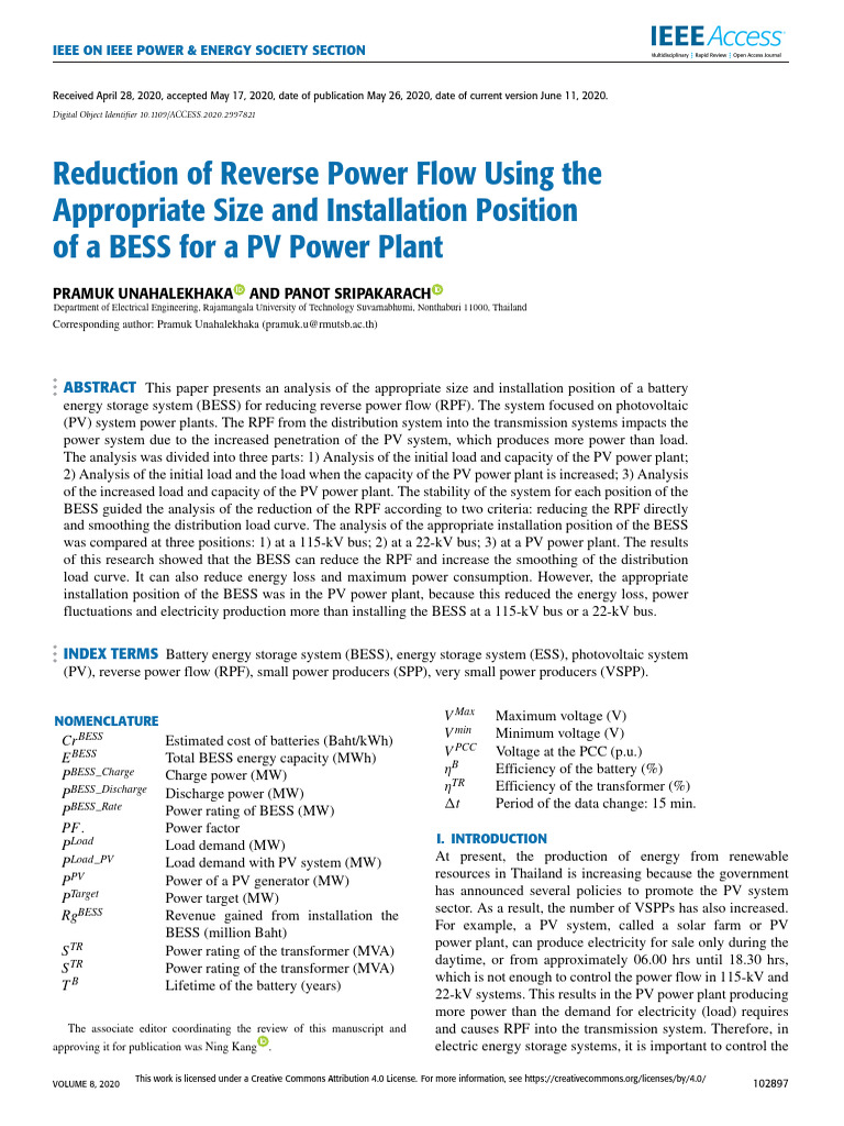Reduction of Reverse Power Flow Using The Appropriate Size and ...
