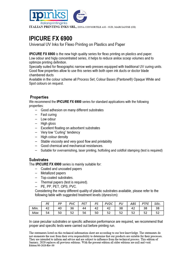 IPI UV Inks Flexo FX 6900 - Eng | PDF | Graphic Design | Industrial ...