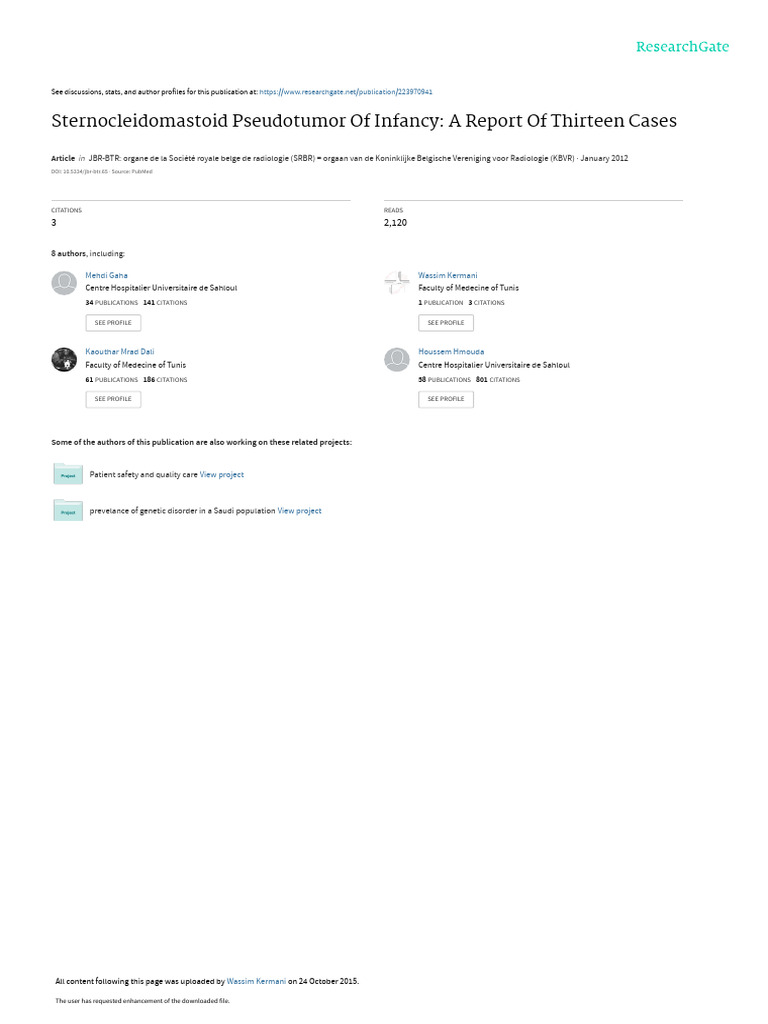 Sternocleidomastoid Tumor in Infants | PDF | Magnetic Resonance Imaging ...
