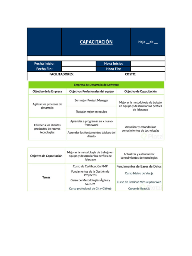 ejemplo de capacitación (fromato) | PDF