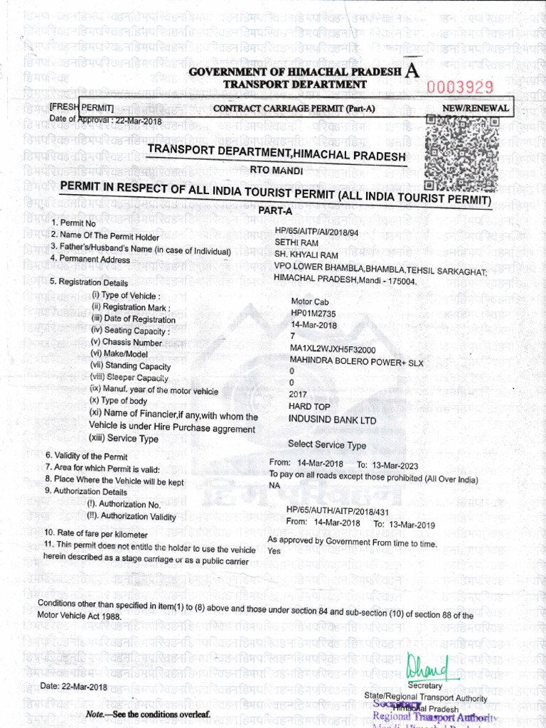 All India Permit | PDF | Land Vehicles | Motor Vehicle
