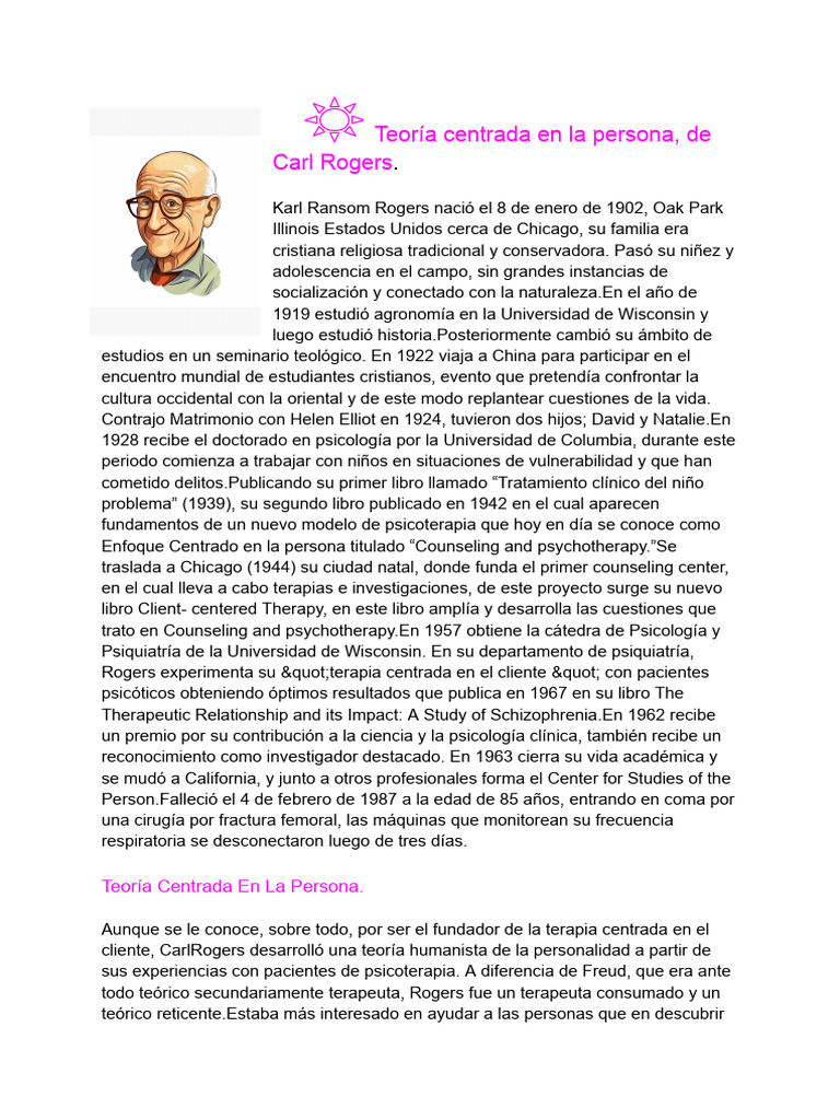 Teoría Centrada en la Persona de Rogers | PDF | Sicología | Ciencias ...