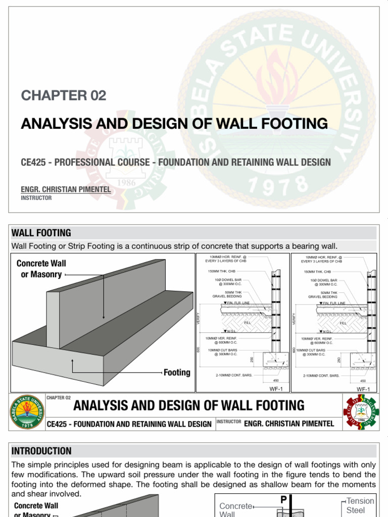Chapter 02-Analysis and Design of Wall Footing | PDF | Foundation (Engineering) | Beam (Structure)