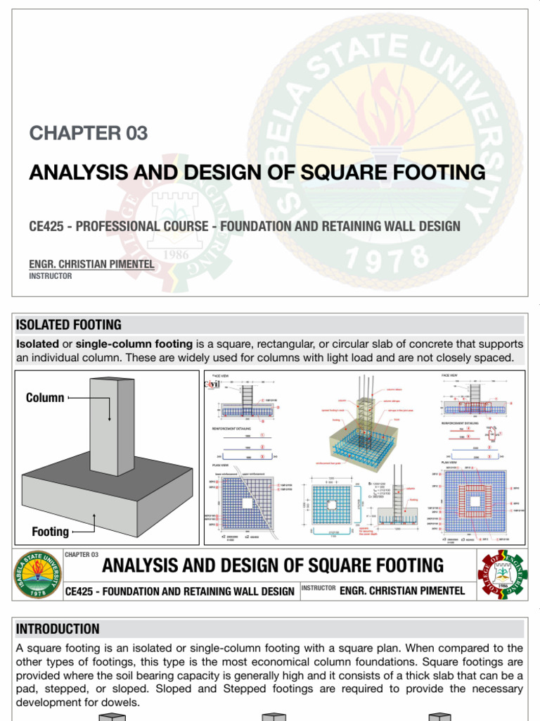 Chapter 03-Analysis and Design of Square Footing | PDF | Foundation ...