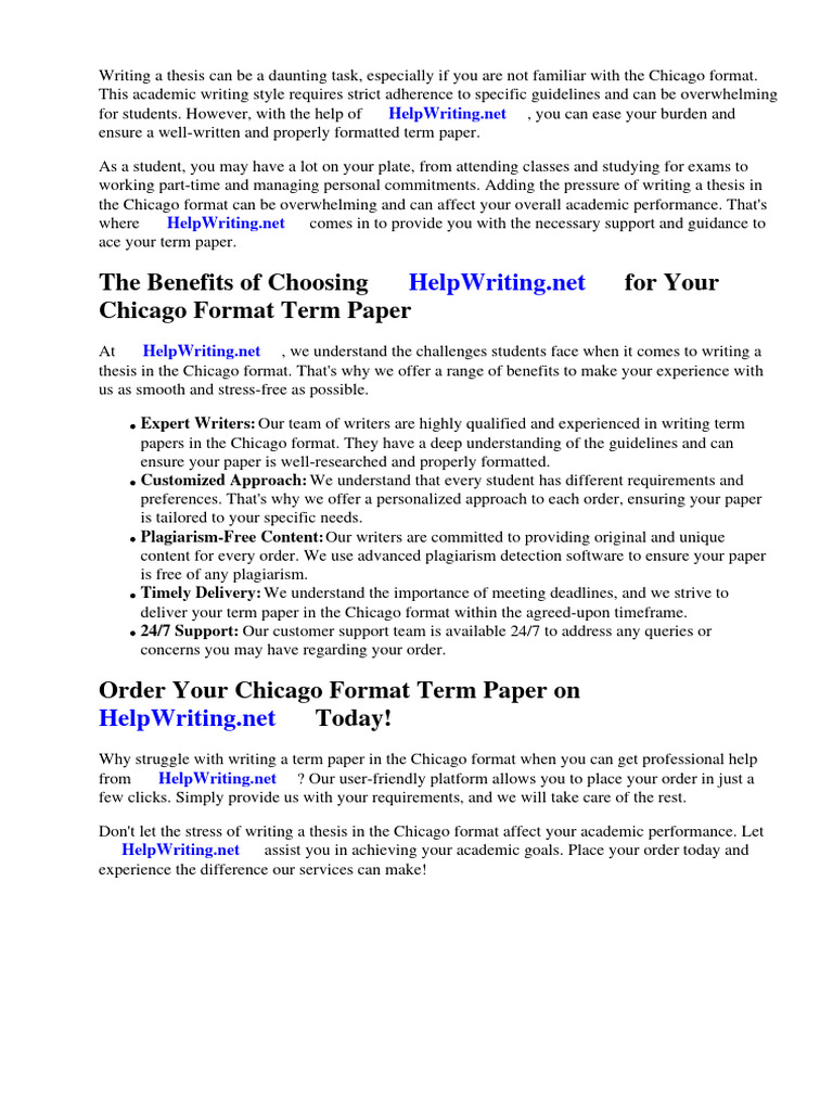 Term Paper Chicago Format | PDF | Citation | Note (Typography)