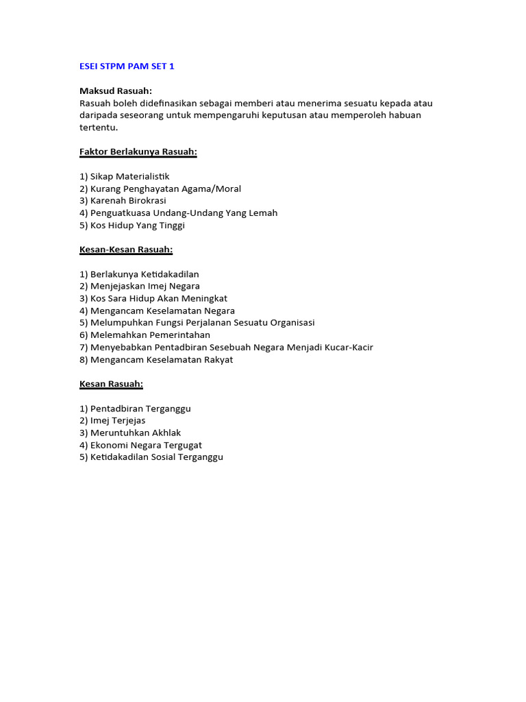 ESEI STPM PAM SET 1-60 | PDF