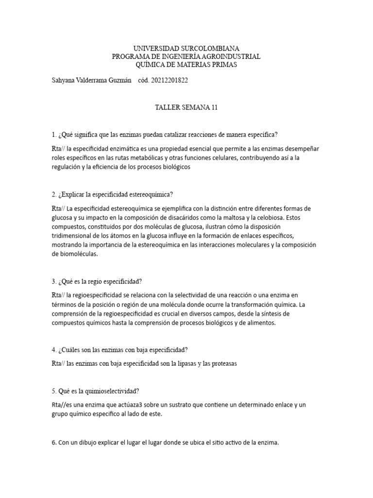 Especificidad enzimática y elementos químicos | PDF | Enzima | Química