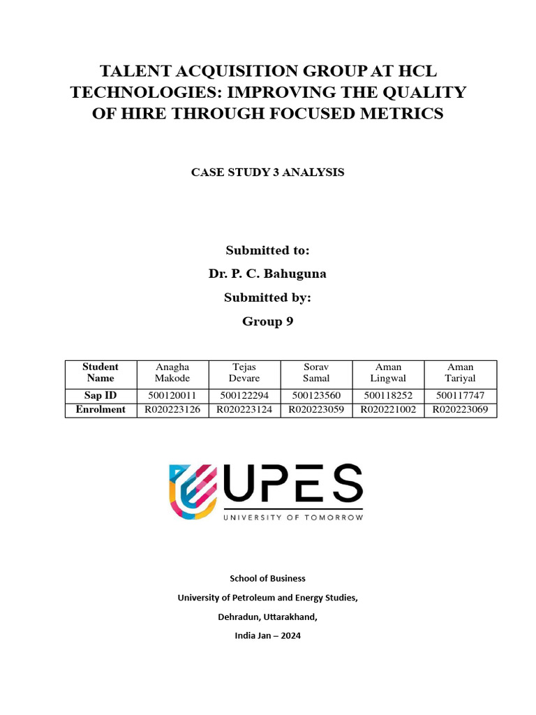 Group-09 HCL Tech Case Study Analysis | PDF | Performance Indicator | Recruitment