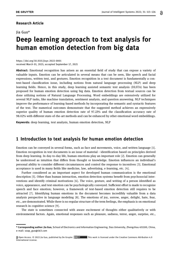 Deep Learning Approach To Text Analysis For Human | PDF | Deep Learning | Emotions