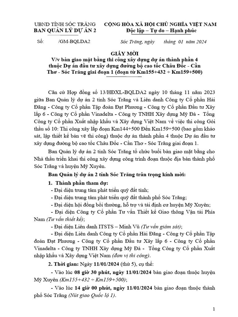 Giay Moi Ban Giao Mat Bang | PDF