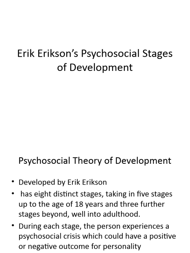 Erik Eriksons Psychosocial Stages of Development | PDF | Interpersonal ...